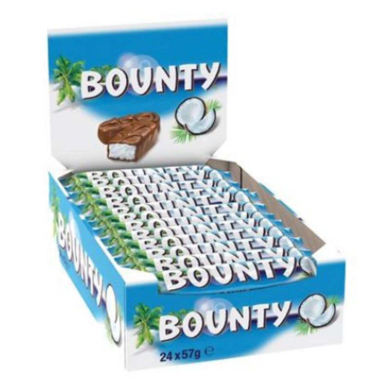 Bounty Sweet Snack Filled With Coconut - Box 24 pcs of 57 gr